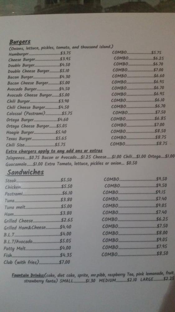 Menu at Twenty Mule Cafe, Boron, Twenty Mule Team Rd