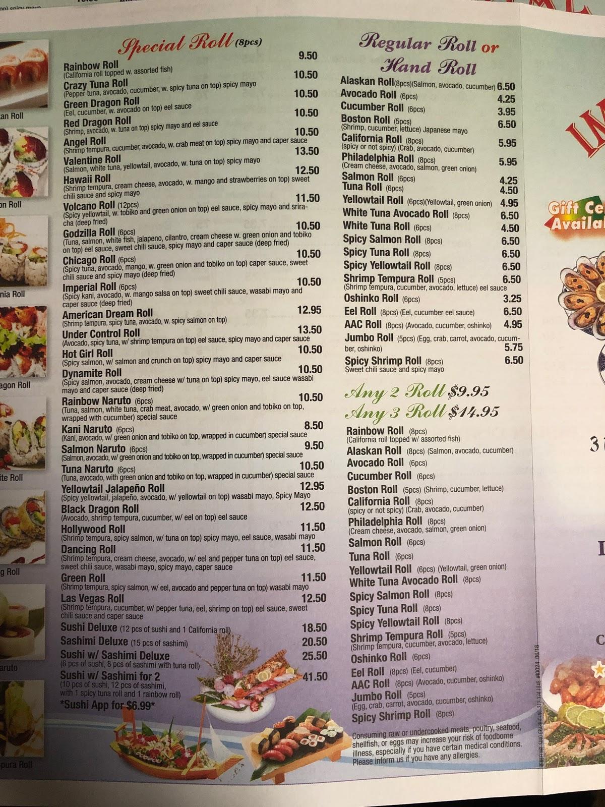 Carta del restaurante Imperial Buffet, Aberdeen