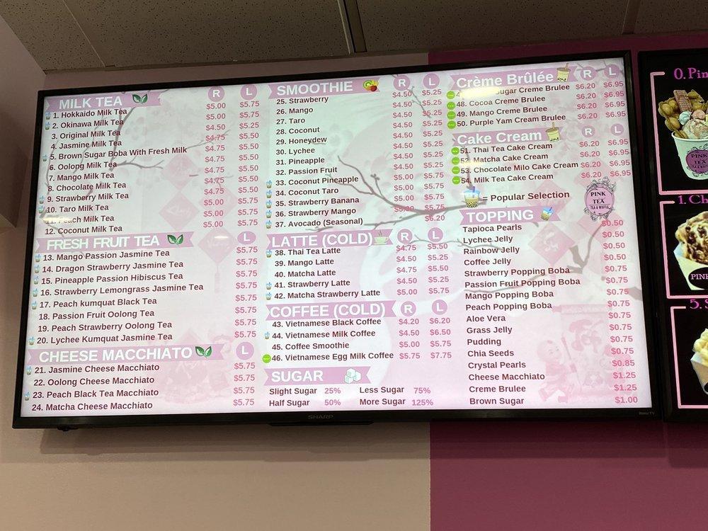 Menu at Pink Tea pub & bar, Bloomington