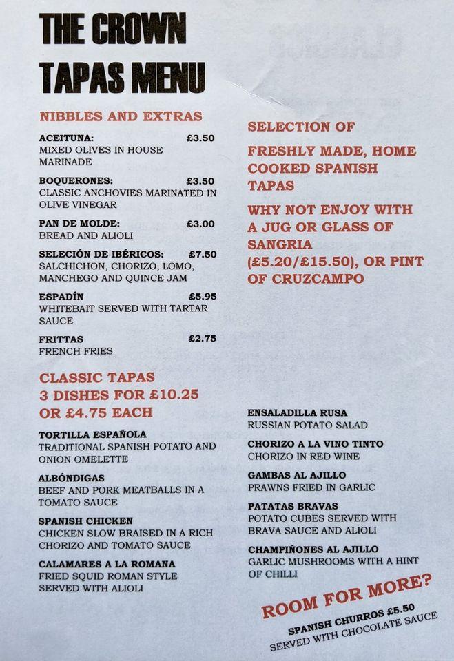 Menu at The Crown Inn pub & bar, Newick
