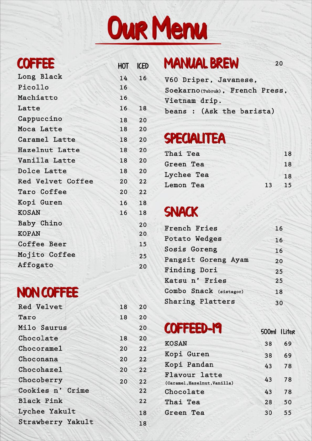 Carta de Kairos Coffee Home, Yakarta Oriental