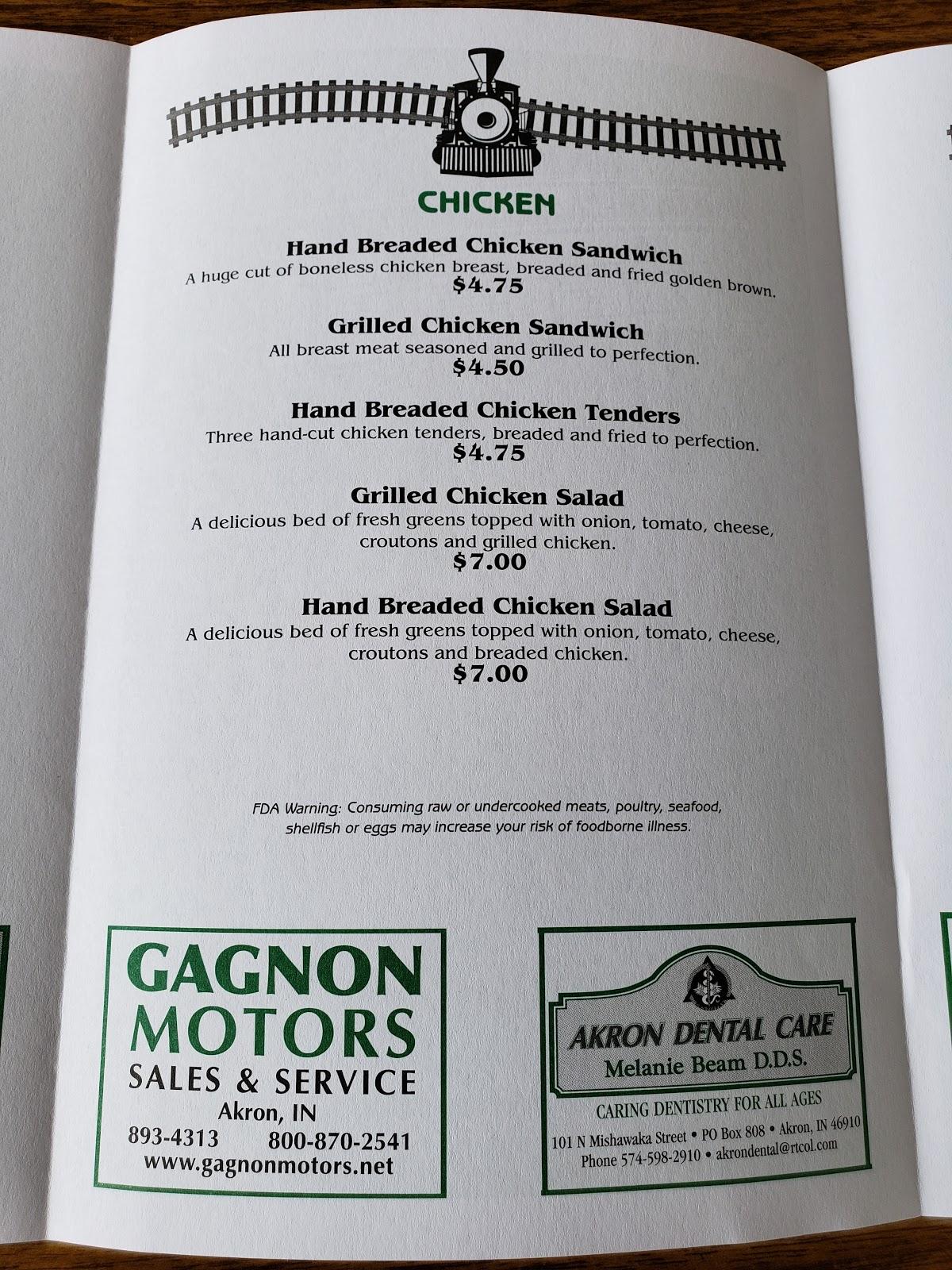 Menu at Jonesy's Junction restaurant, Akron