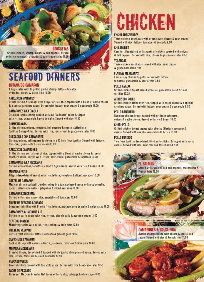 Menu at Los Arcos Mexican Restaurant, Goose Creek