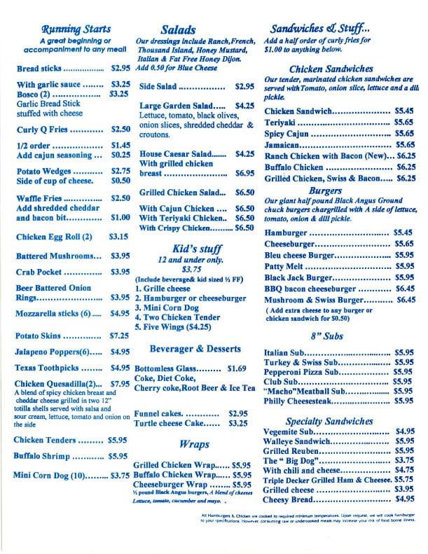 Menu at Roadhouse Wings & Grille restaurant, Hilliard, Hilliard Rome Rd