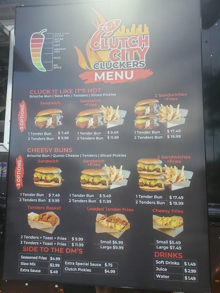 Menu at Clutch City Cluckers (Food Truck) restaurant, Houston, Val Verde St