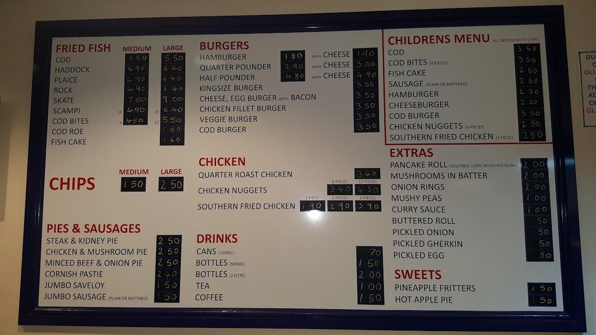 Menu at Danny's Traditional Fish & Chips fast food, Coulsdon, 5 The ...