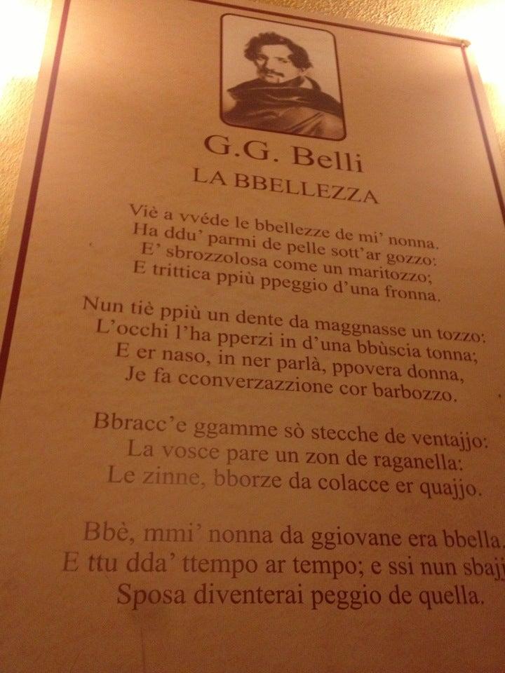 Menu at Pizzeria Dar Poeta, Rome, Vicolo del Bologna