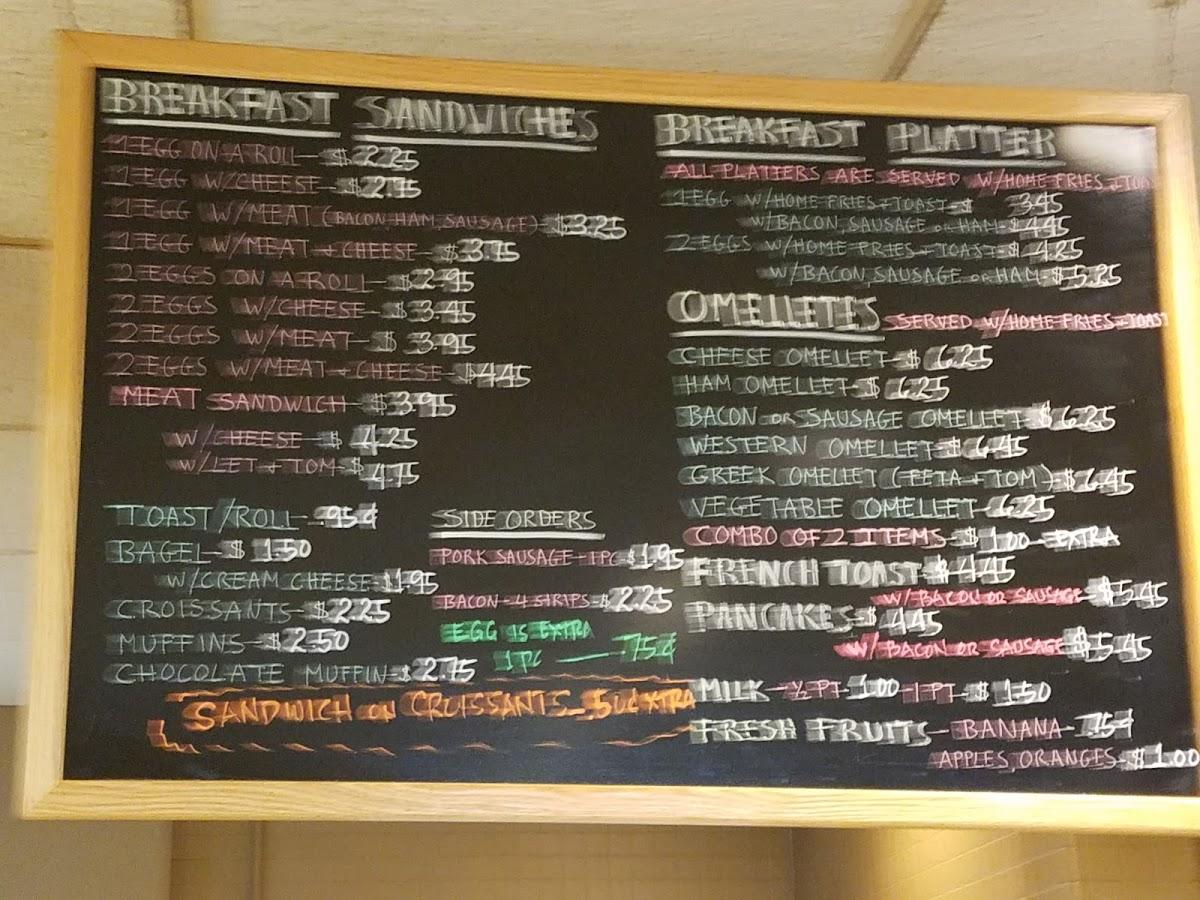 Menu at Discovery Cafe, Frederick