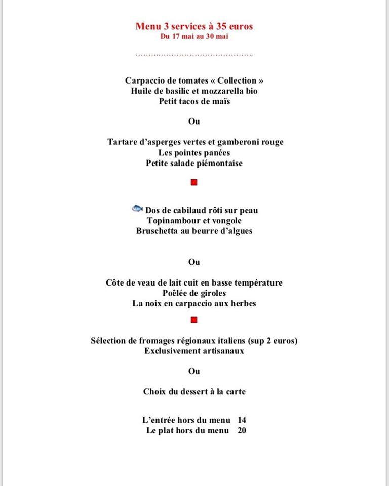 Menu at Le Coq en Pâte, Woluwe-Saint-Lambert