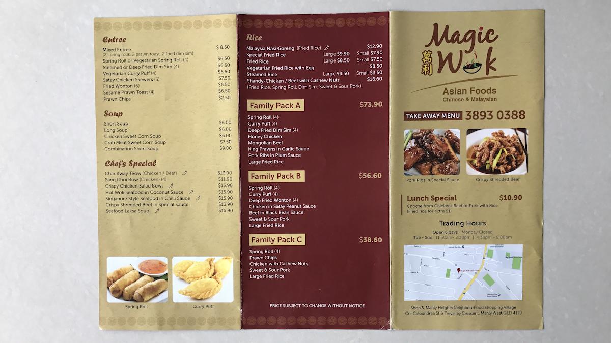 Menu at Magic Wok Asian Foods fast food, Manly West