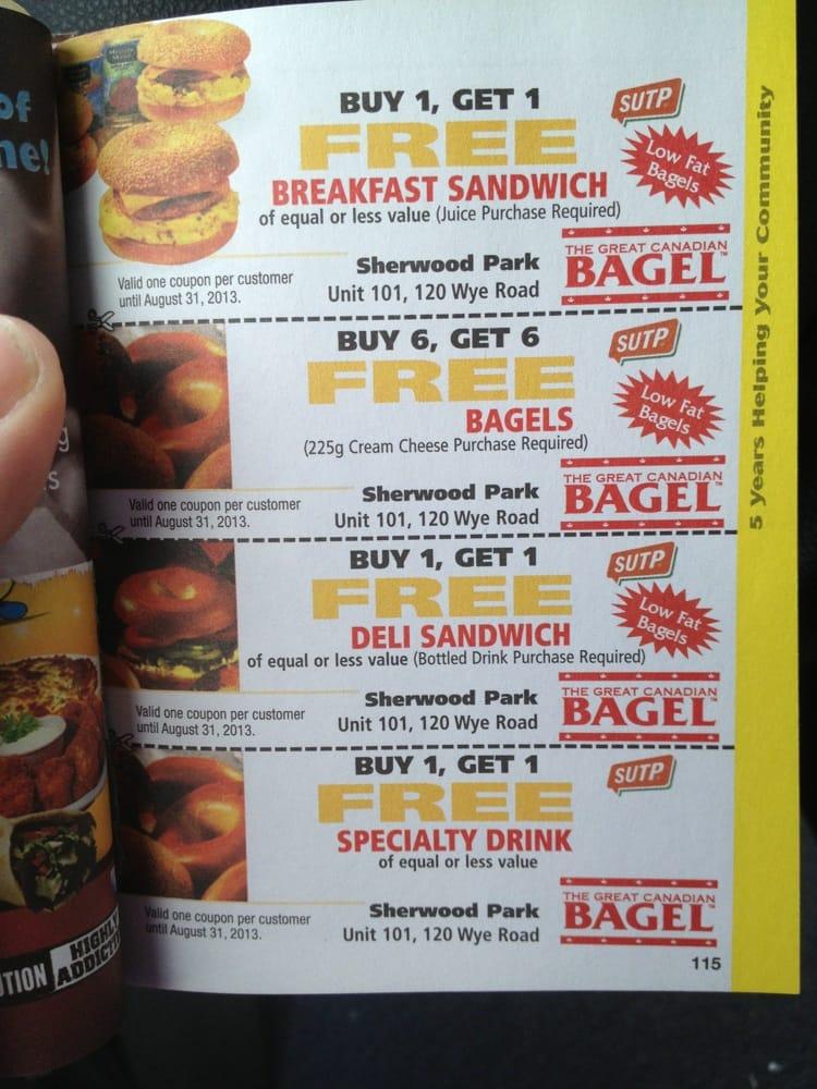 Carta del restaurante The Great Canadian Bagel, Sherwood Park, 120 Wye ...
