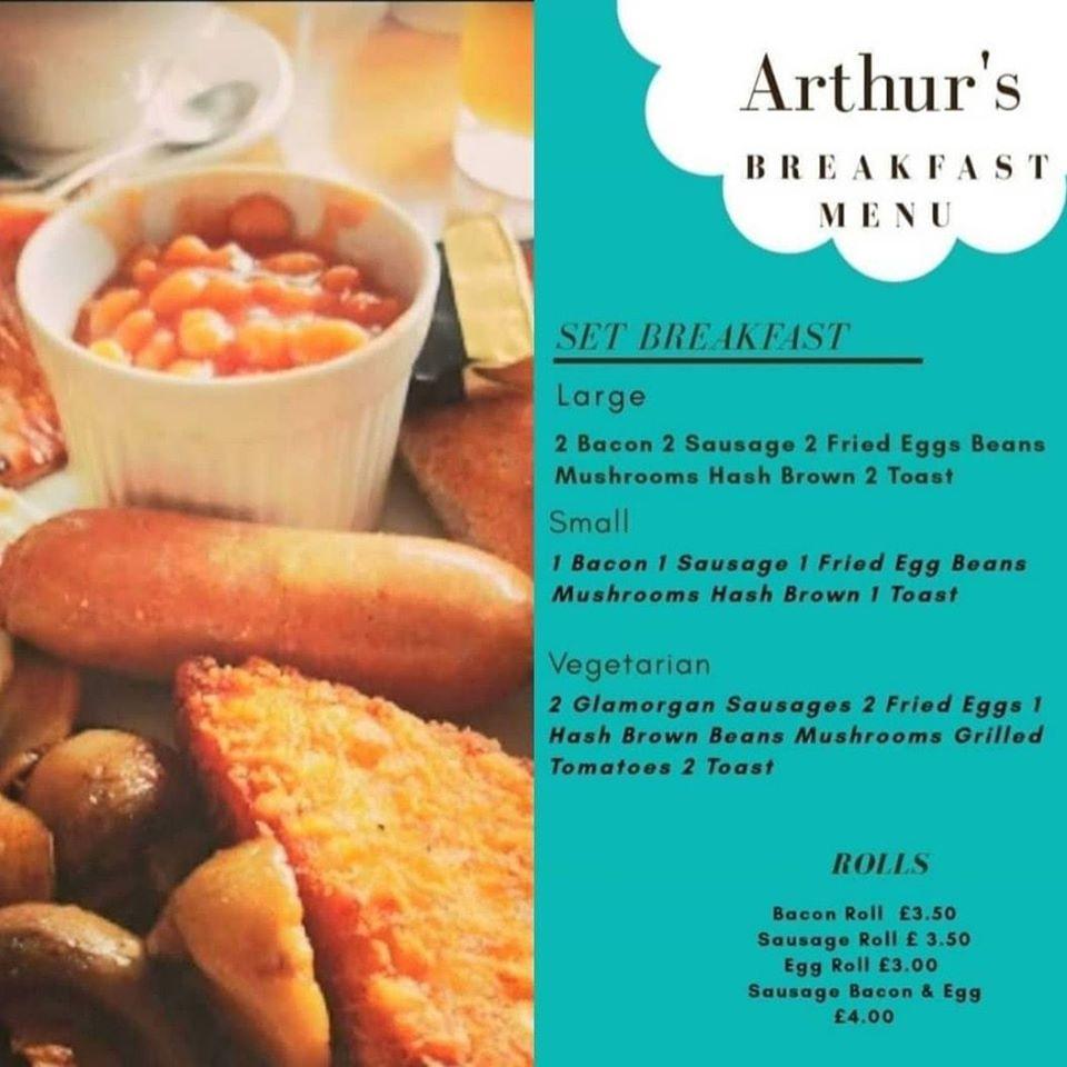 Menu at Arthur's restaurant, Laugharne