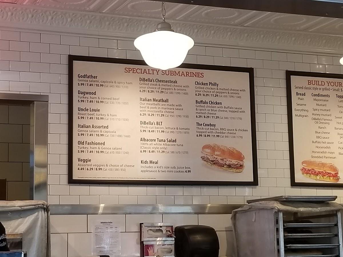 Menu at DiBella's Subs fast food, McCandless, St Simon Way
