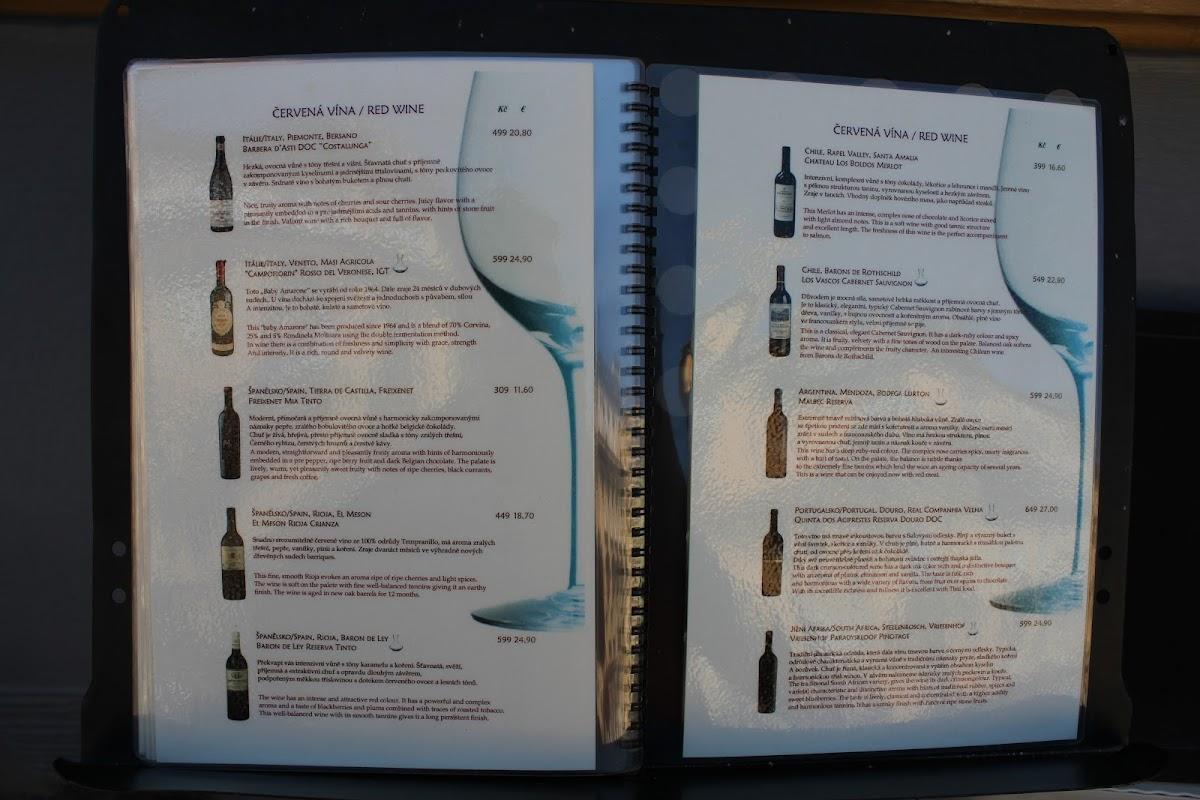 Menu at Lemon Leaf restaurant, Prague