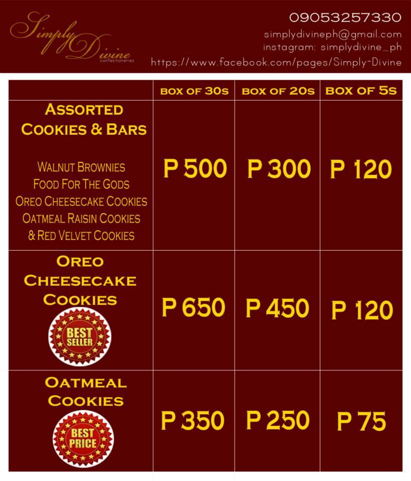 Menu at Simply Divine, Cainta