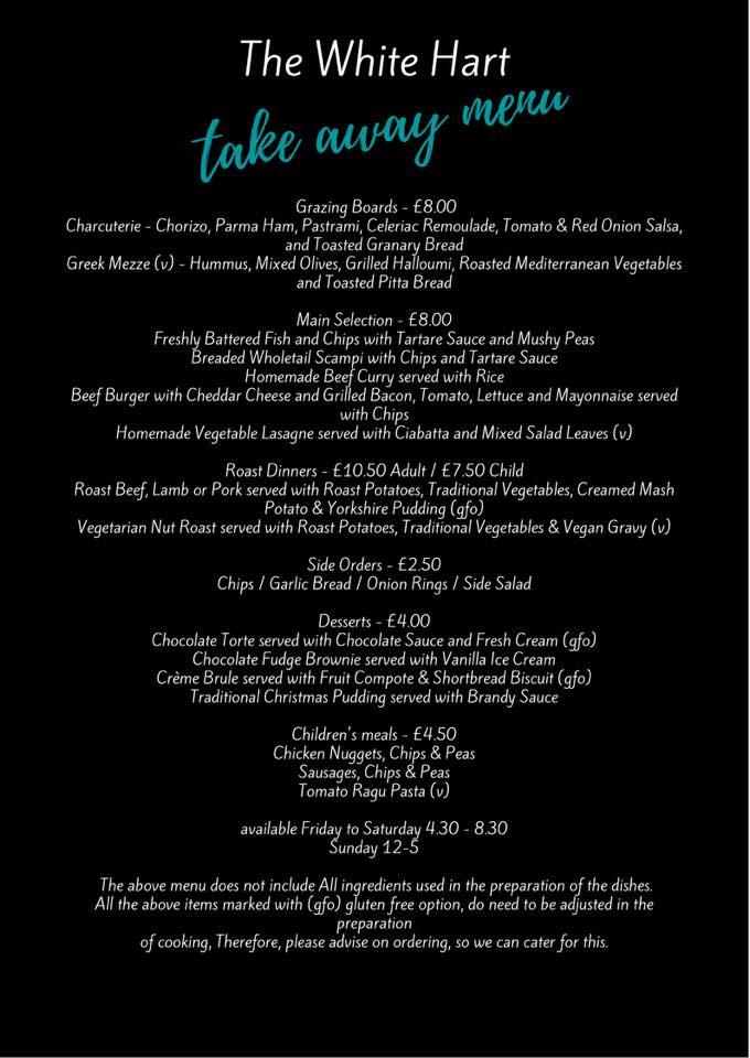 Menu at The White Hart pub & bar, Godmanchester, 2 Cambridge Rd