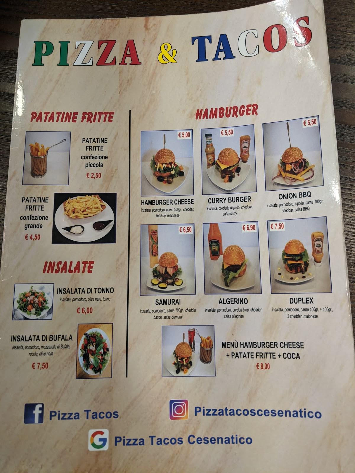 Menu at Pizza & Tacos pizzeria, Cesenatico