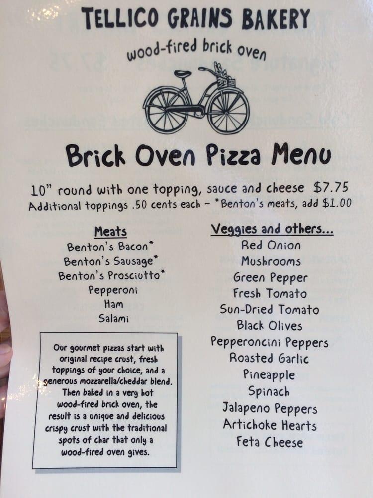 Menu at Tellico Grains Bakery, Tellico Plains