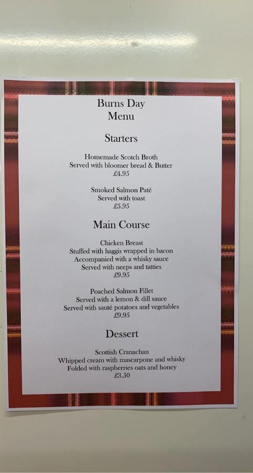 Menu at The Shepherd & Shepherdess Inn restaurant, Stanley