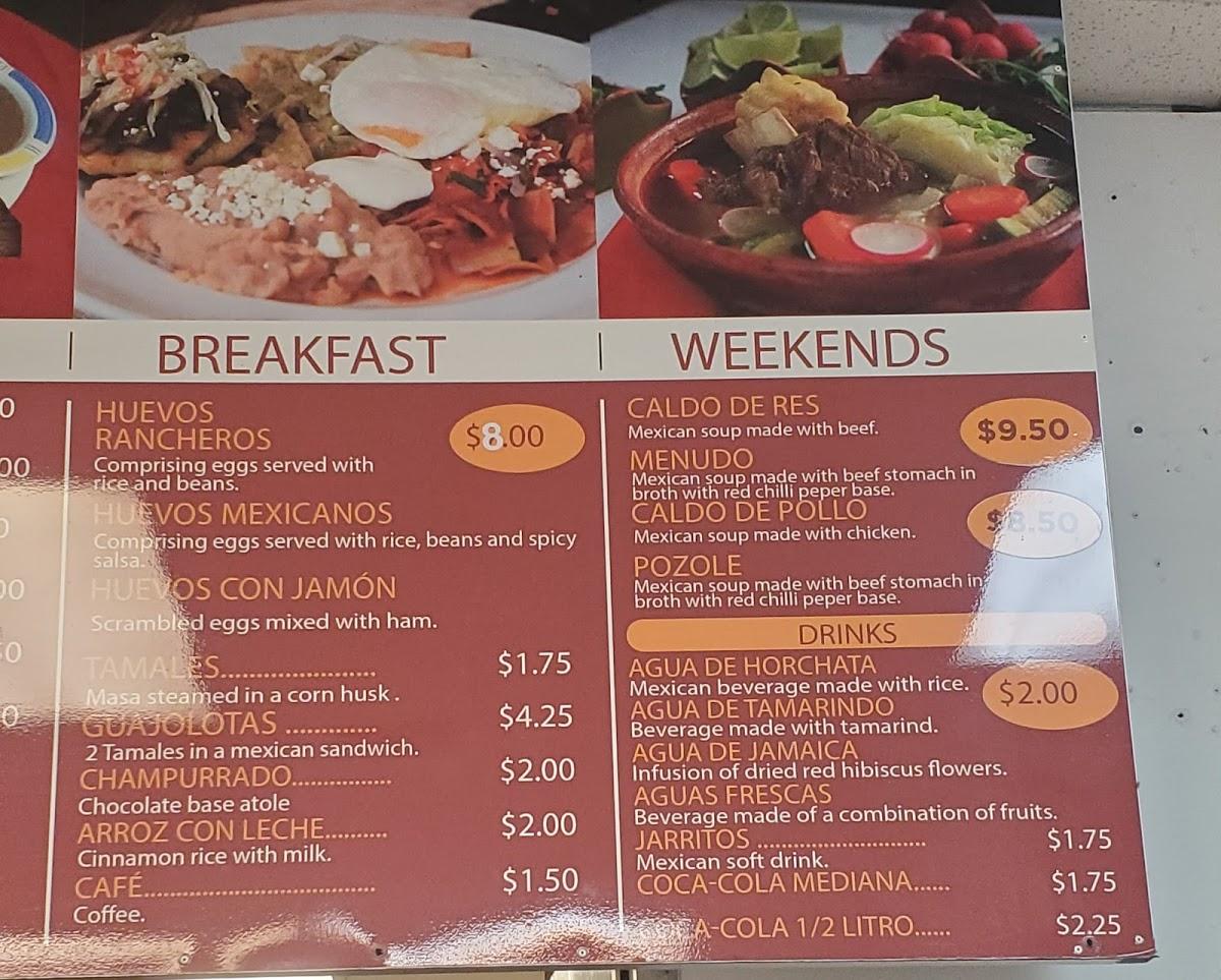 Menu at La Casa de las tortas restaurant, Atlanta