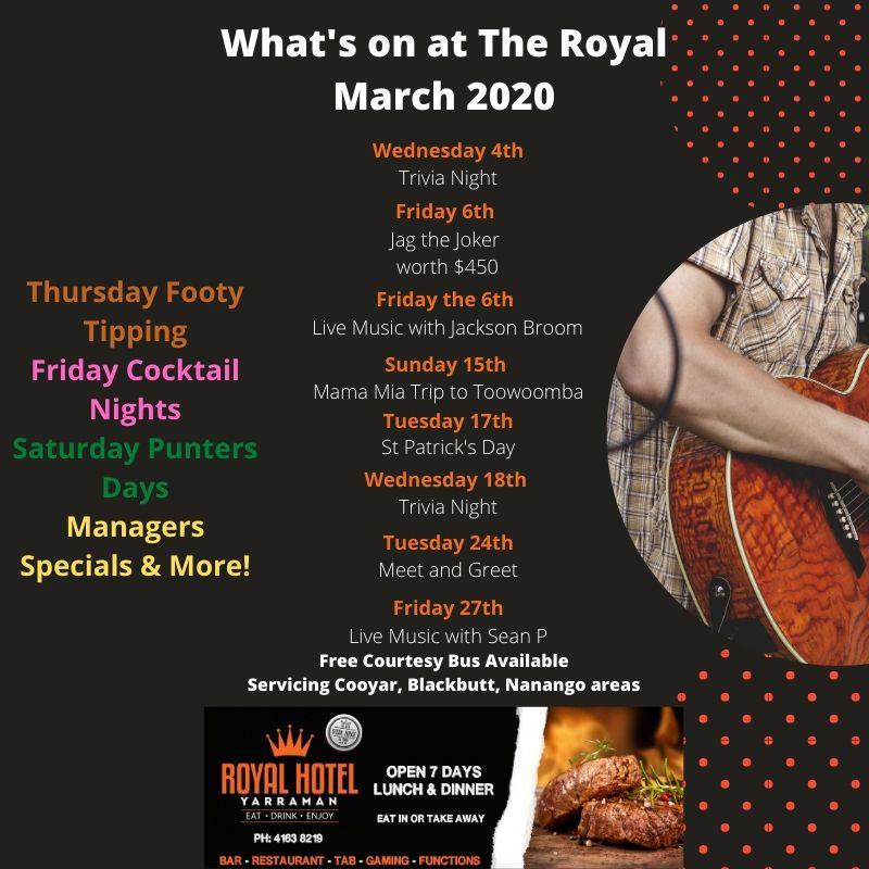 Menu at Royal Hotel pub & bar, Yarraman