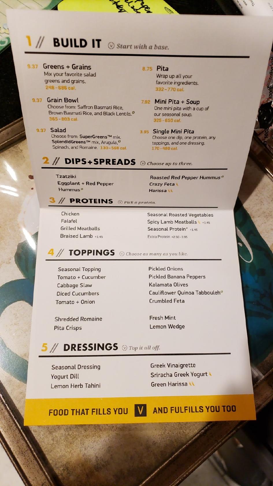 Menu at CAVA restaurant, Paramus