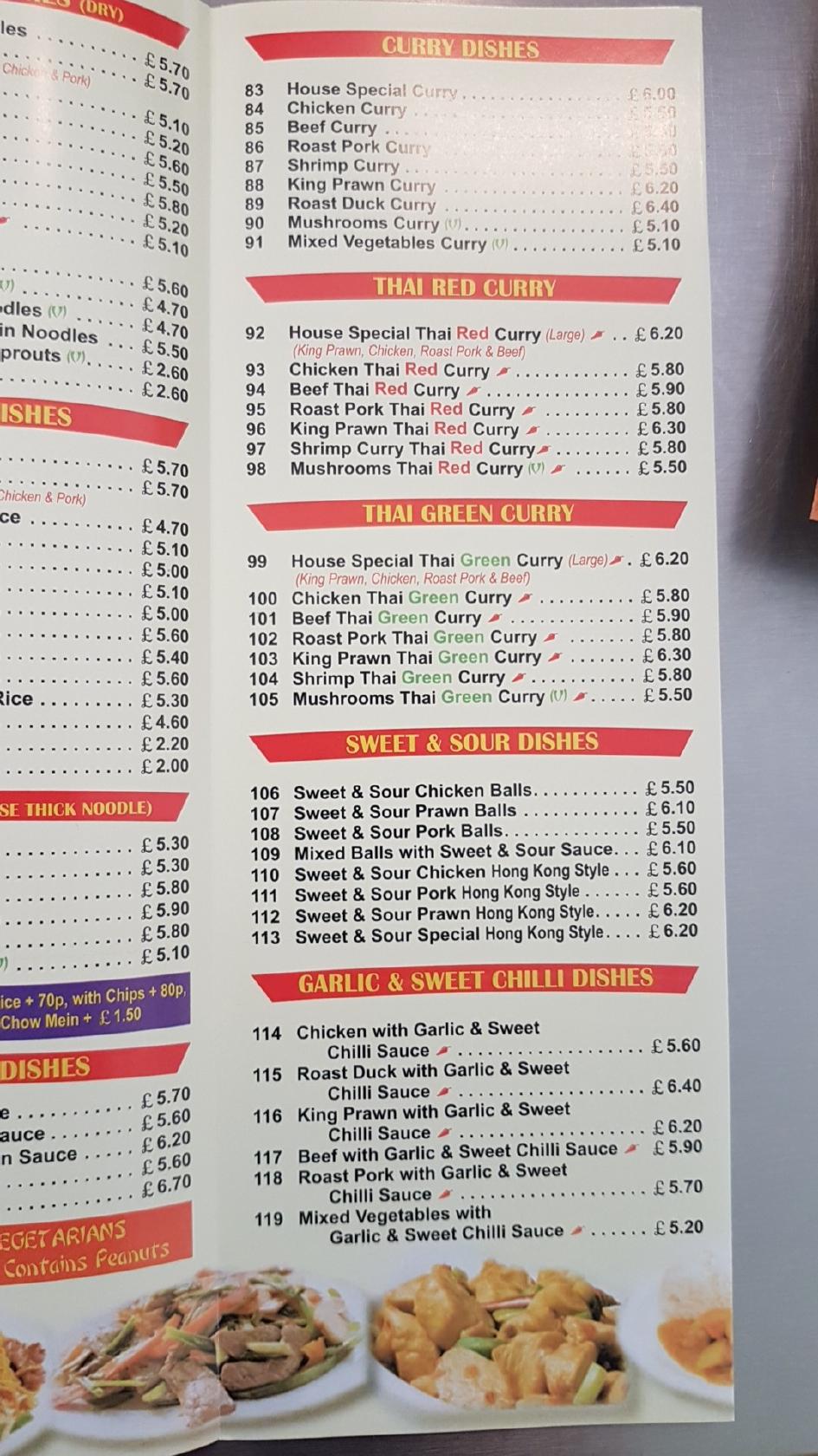 Menu at China China fast food, Filey