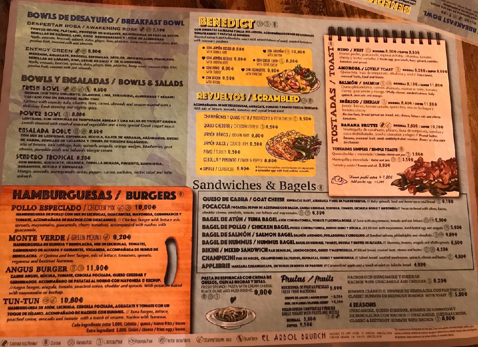 Carta del restaurante El Árbol - Aribau, Barcelona, Carrer d'Aribau