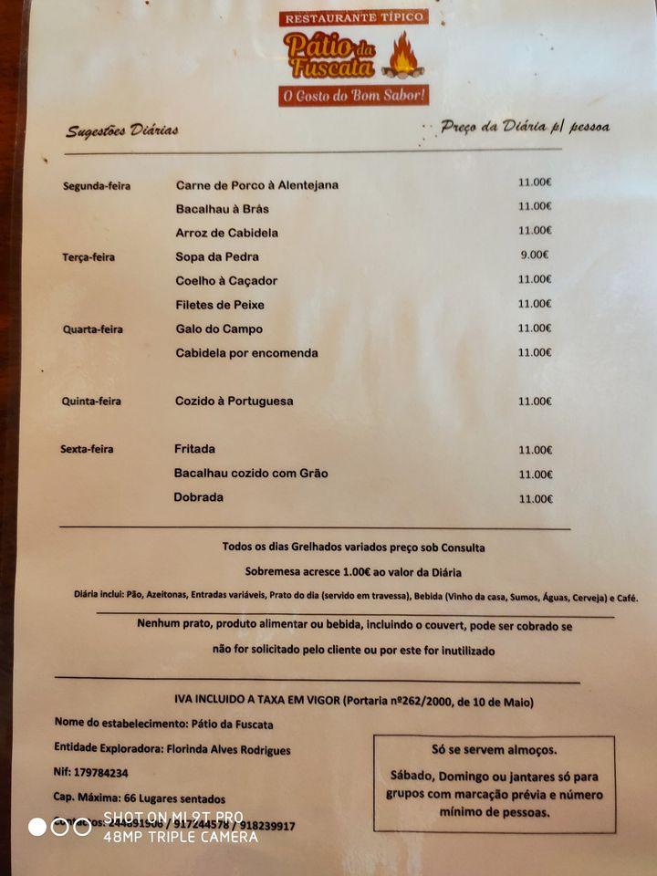 Menu em Patio Da Fuscata restaurante, Leiria