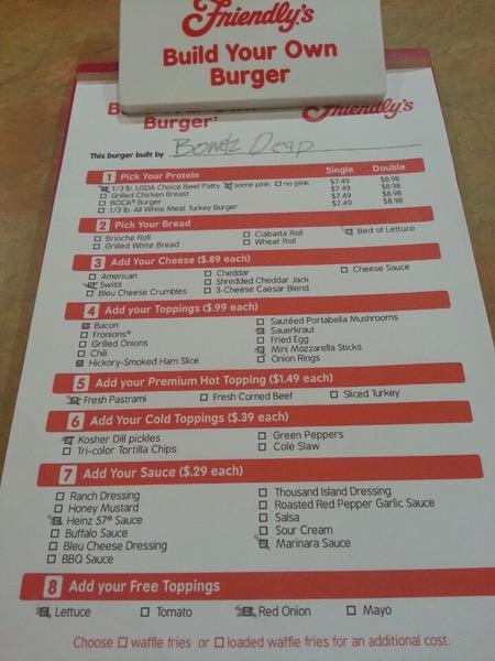 Menu at Friendly's restaurant, North Haven, 140 Universal Dr N