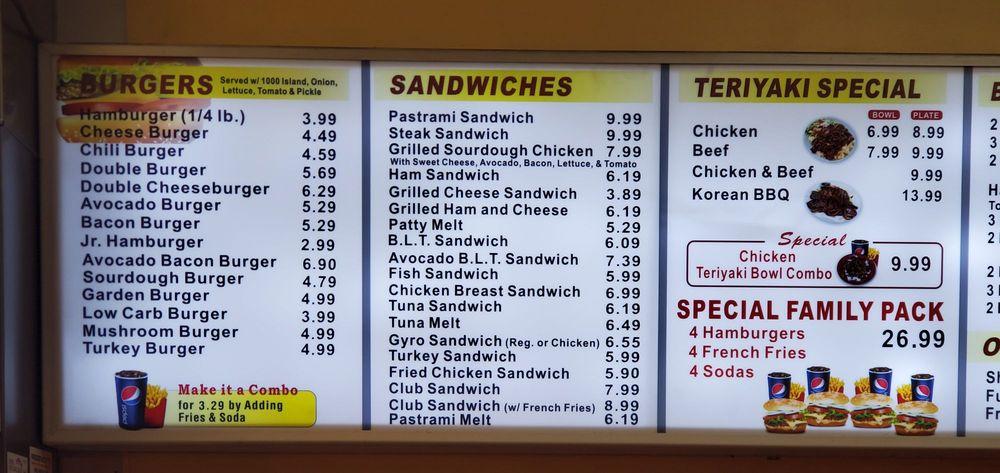 Menu at P & G Super Burger restaurant, Covina