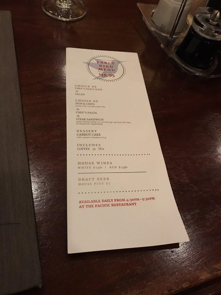 Menu at Hotel Grand Pacific restaurant, Victoria