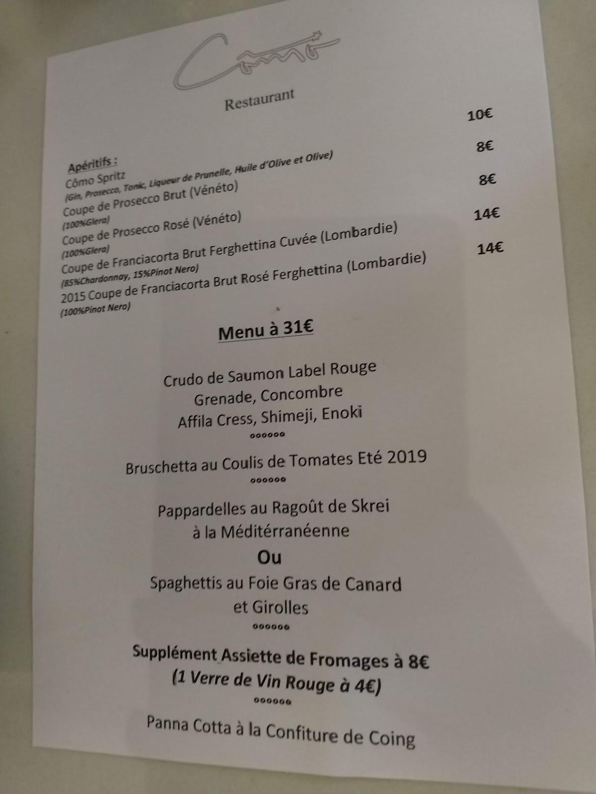 Menu au Cômo Restaurant, Esch-sur-Alzette, 19 Rue des Remparts