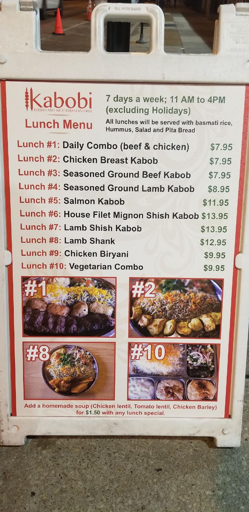 Menu at Kabobi - Persian and Mediterranean Grill restaurant, Chicago