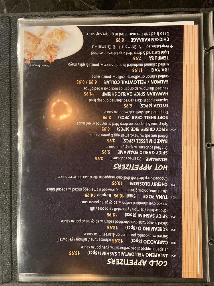 Menu at Kabuto Sushi restaurant, St. George