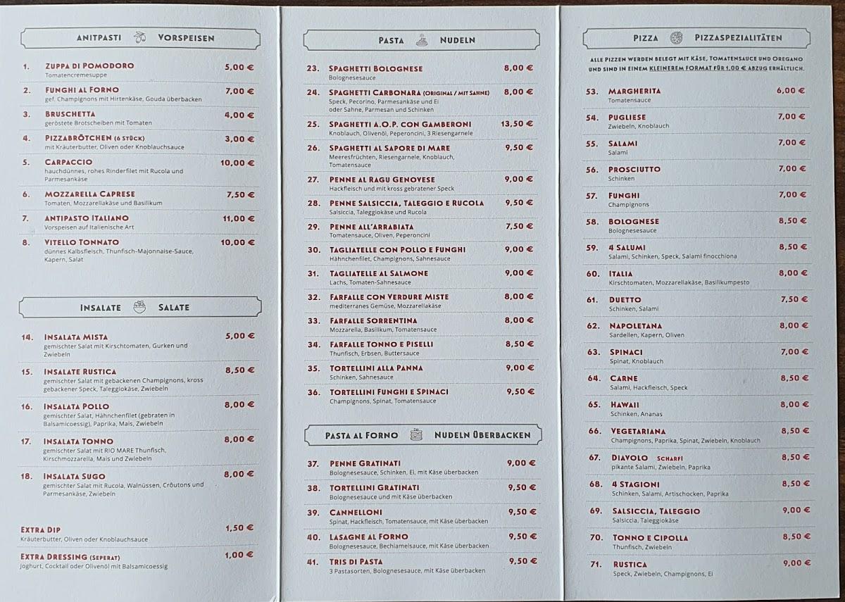 Menu at Ristorante Sugo pizzeria, Emmerich