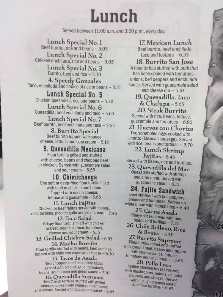 Menu at Rodeo Mexican Restaurant, Dothan, Montgomery Hwy