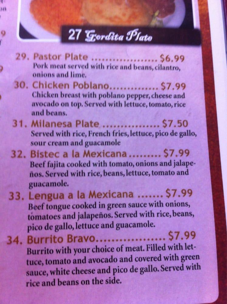 Menu at Valle's Mexican Restaurant, Waco