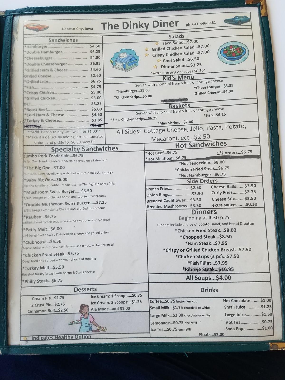 Menu at Dinky Diner restaurant, Decatur City