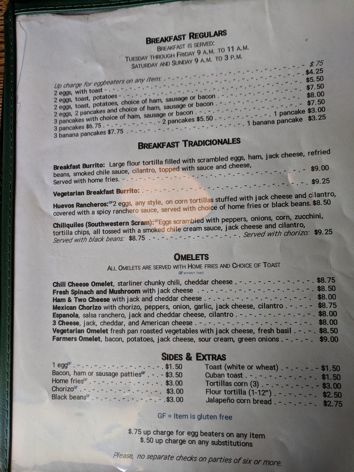 Menu at Starliner Diner restaurant, Hilliard, Main St