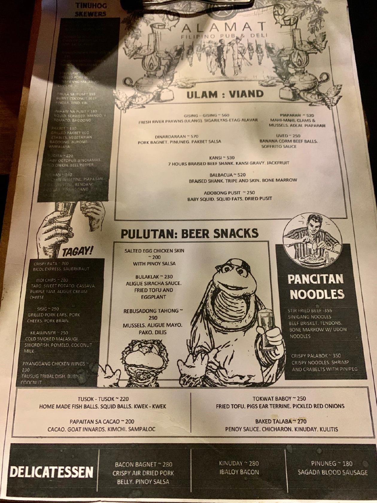 Menu at Alamat Filipino Cuisine restaurant, Makati