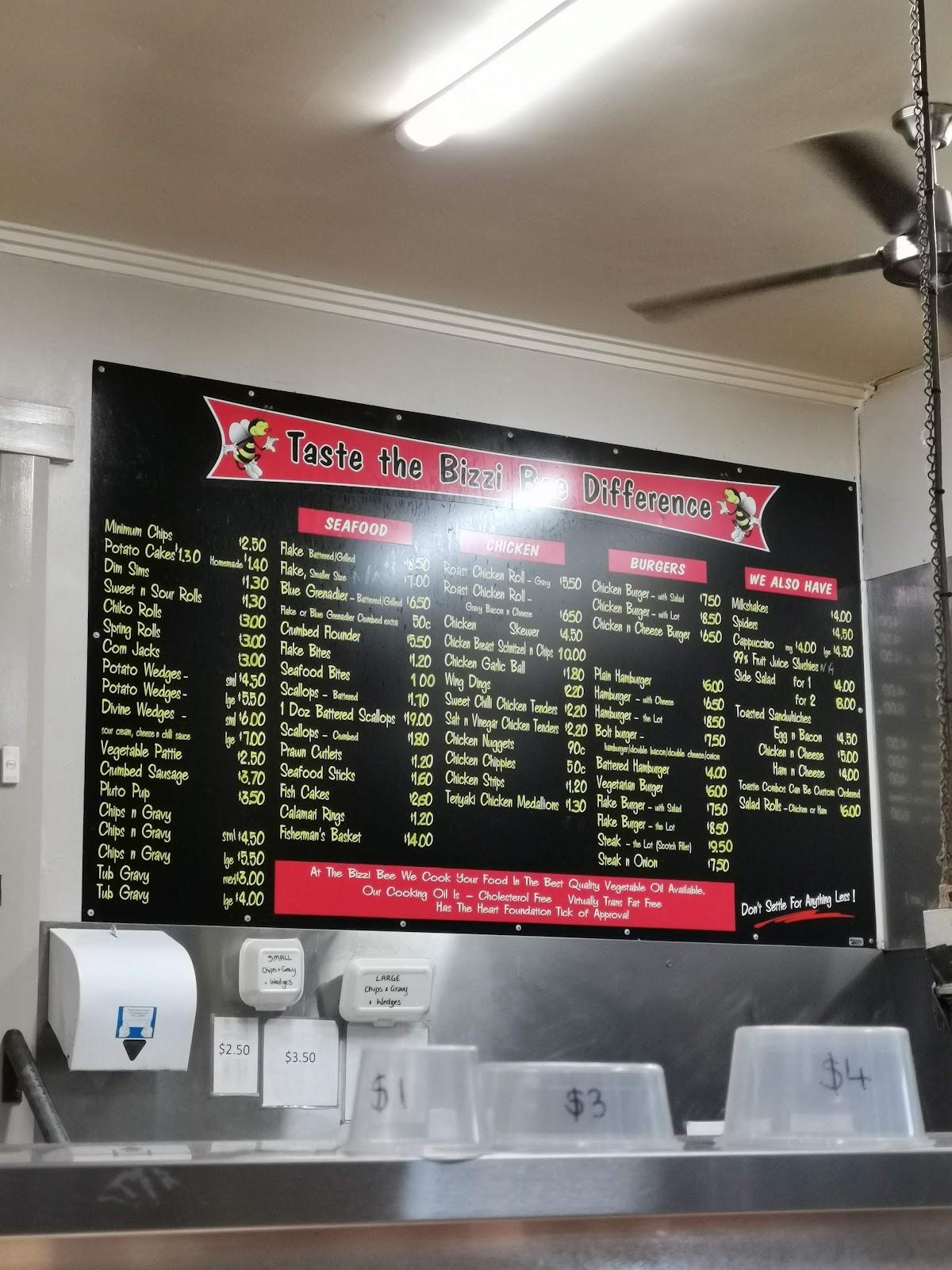 Menu at Bizzi Bee Takeaway fast food, Devonport