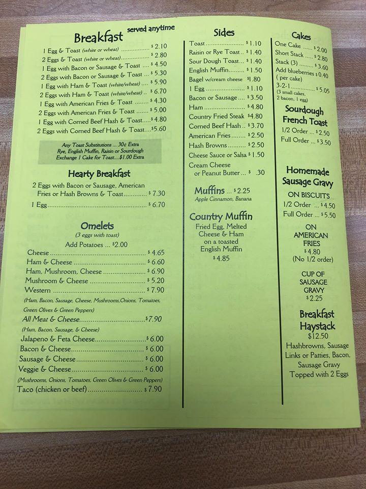 Menu at Country Cupboard restaurant, Streator, 124 S Vermillion St