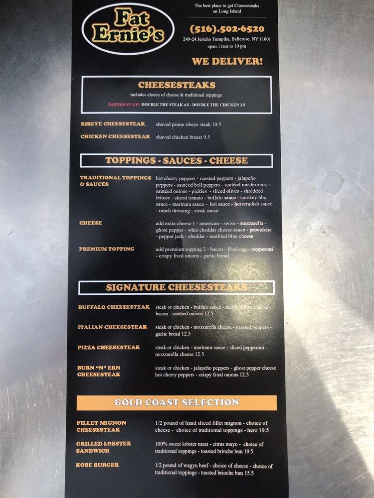 Menu at Fat Ernie's Cheesesteaks & Hershey's Ice Cream Parlor ...