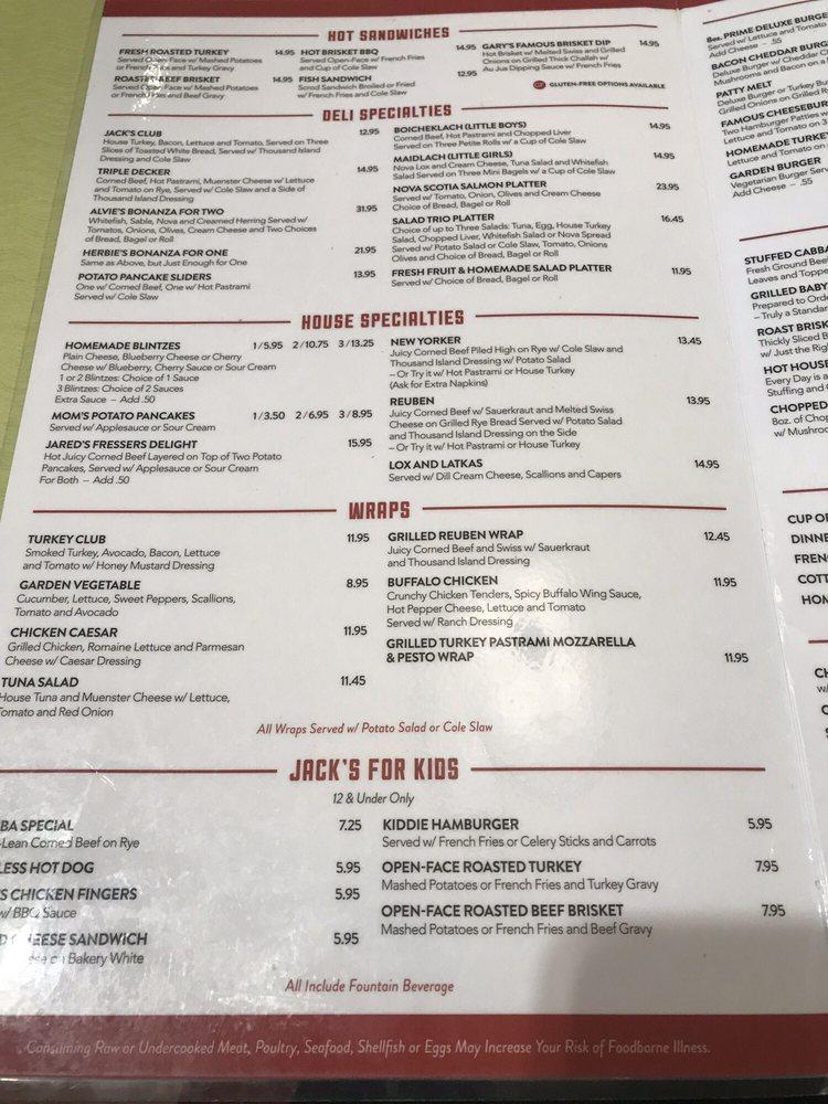 Menu at Jack's Deli and Restaurant, Cleveland