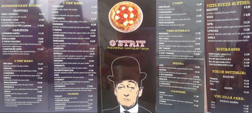 Menu at La Vera Pizza Napoletana restaurant, Monza