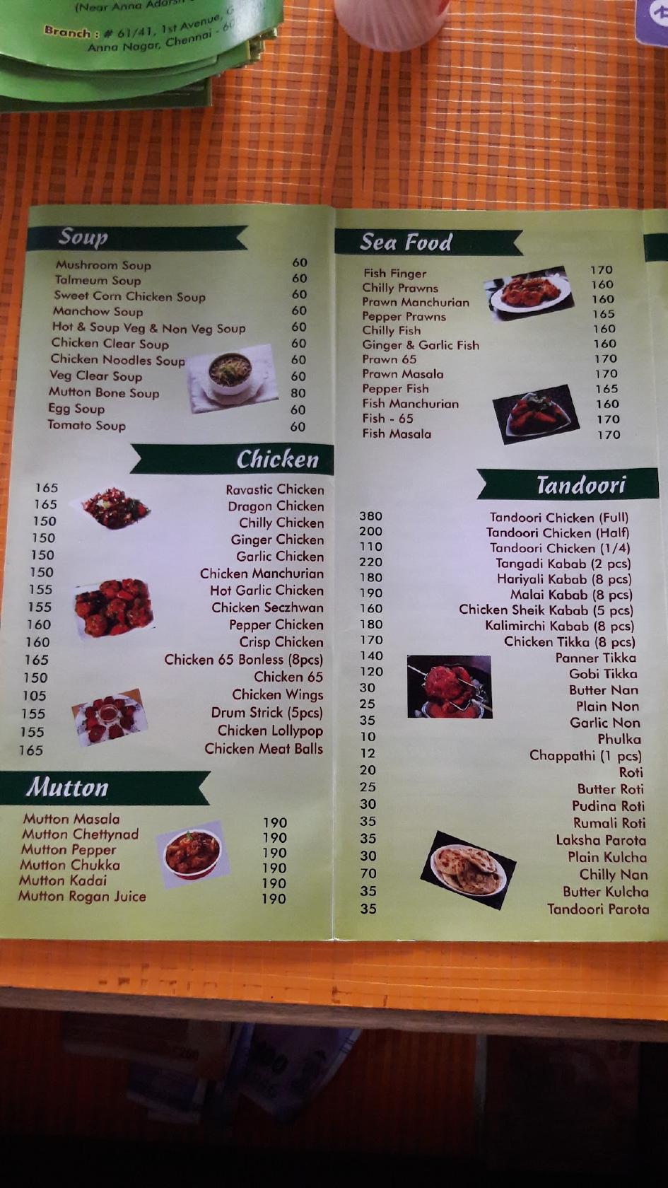 Menu at Quality Food, Chennai, AI Block 2nd St