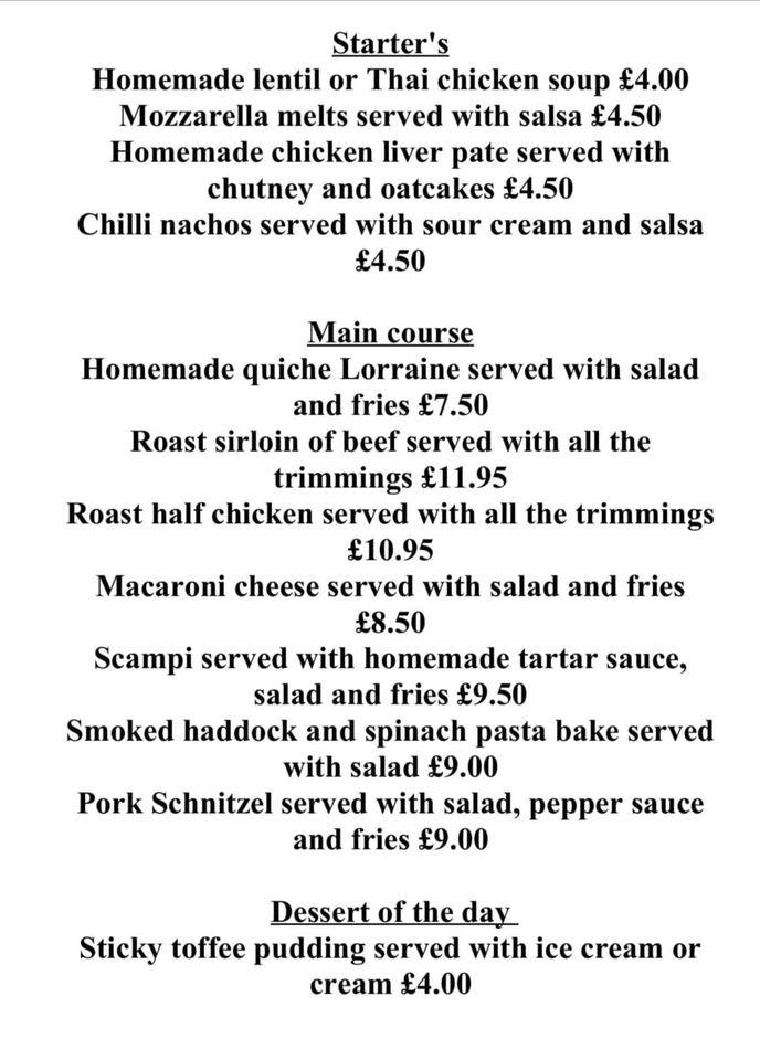 Menu at Auld Bakehouse cafe, Brechin