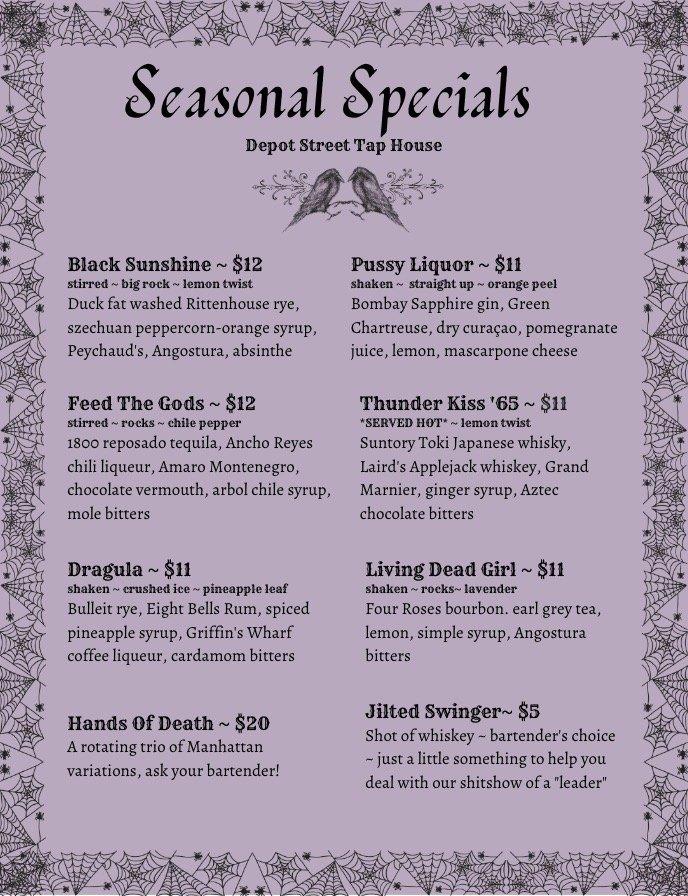 Menu at Depot Street Tap House pub & bar, Bridgton, 18 Depot St
