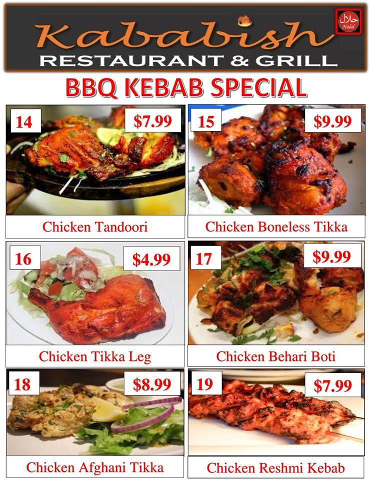 Menu at Kababish Kabab restaurant, Calgary